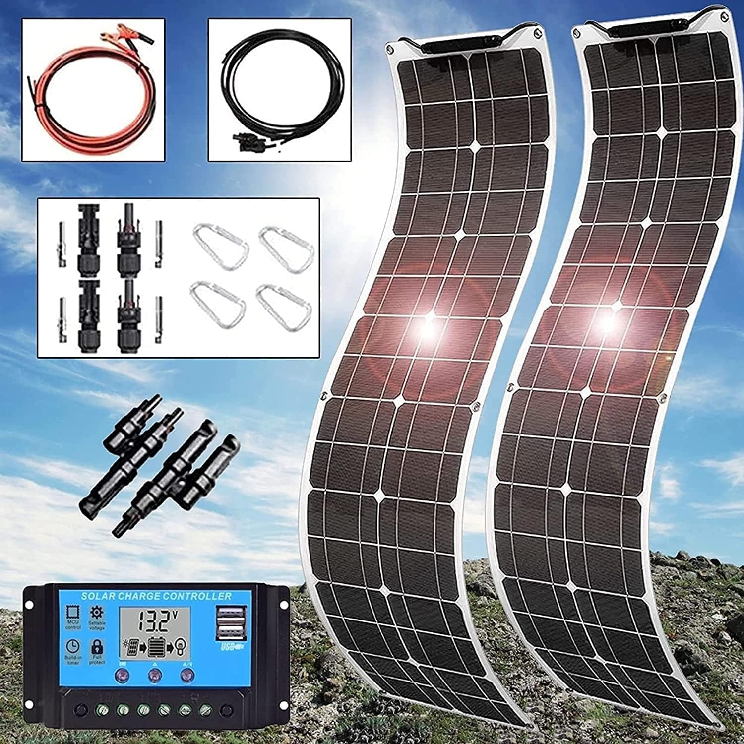 Amazon.com : QIANMEI Solar Panel Kit 400W Monocrystalline Solar Panel ...