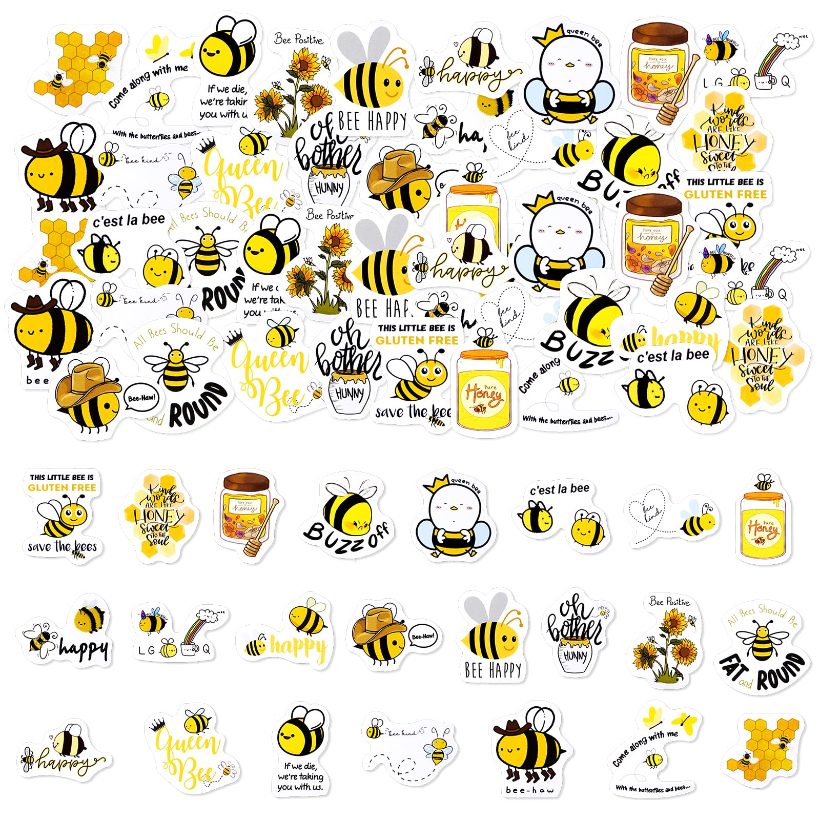 46PCS Bee Sticker,Cute Bee Stickers, Funny Bees Animal Stickers,Water ...