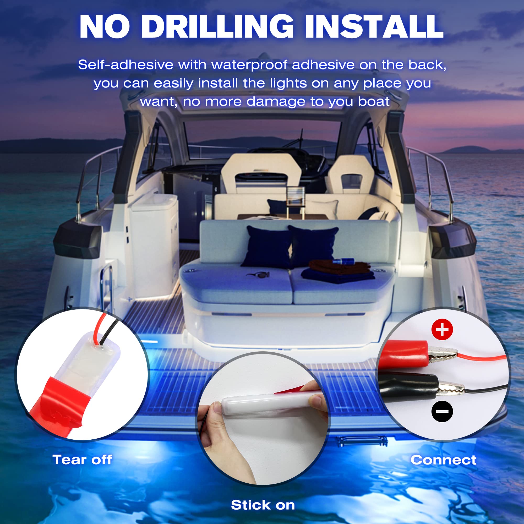 Snapklik.com : 6PCS LED Marine Courtesy Lights, 6" 12V Blue Boat ...