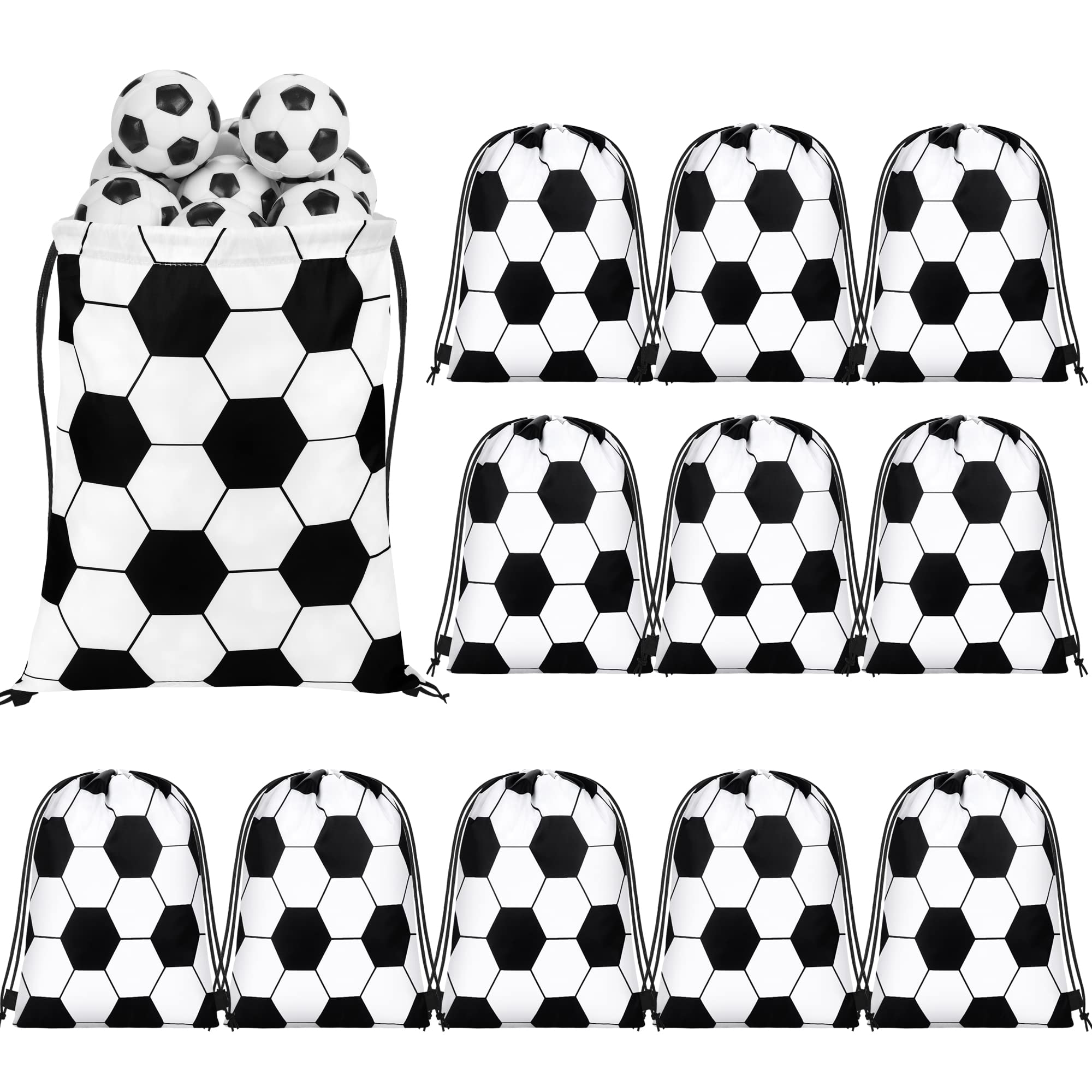 Amazon.com | durony 12 Pieces Soccer Drawstring Backpack Sports Soccer ...