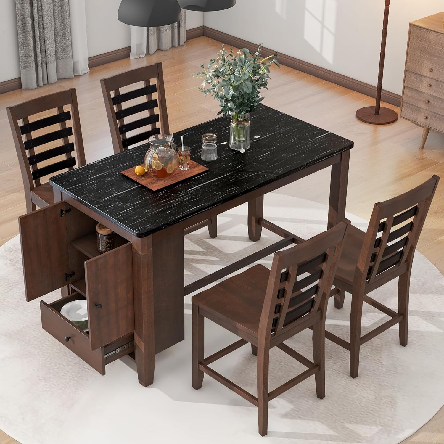 Amazon.com - LUMISOL 5 Piece Dining Table Set, Dining Table Set with ...