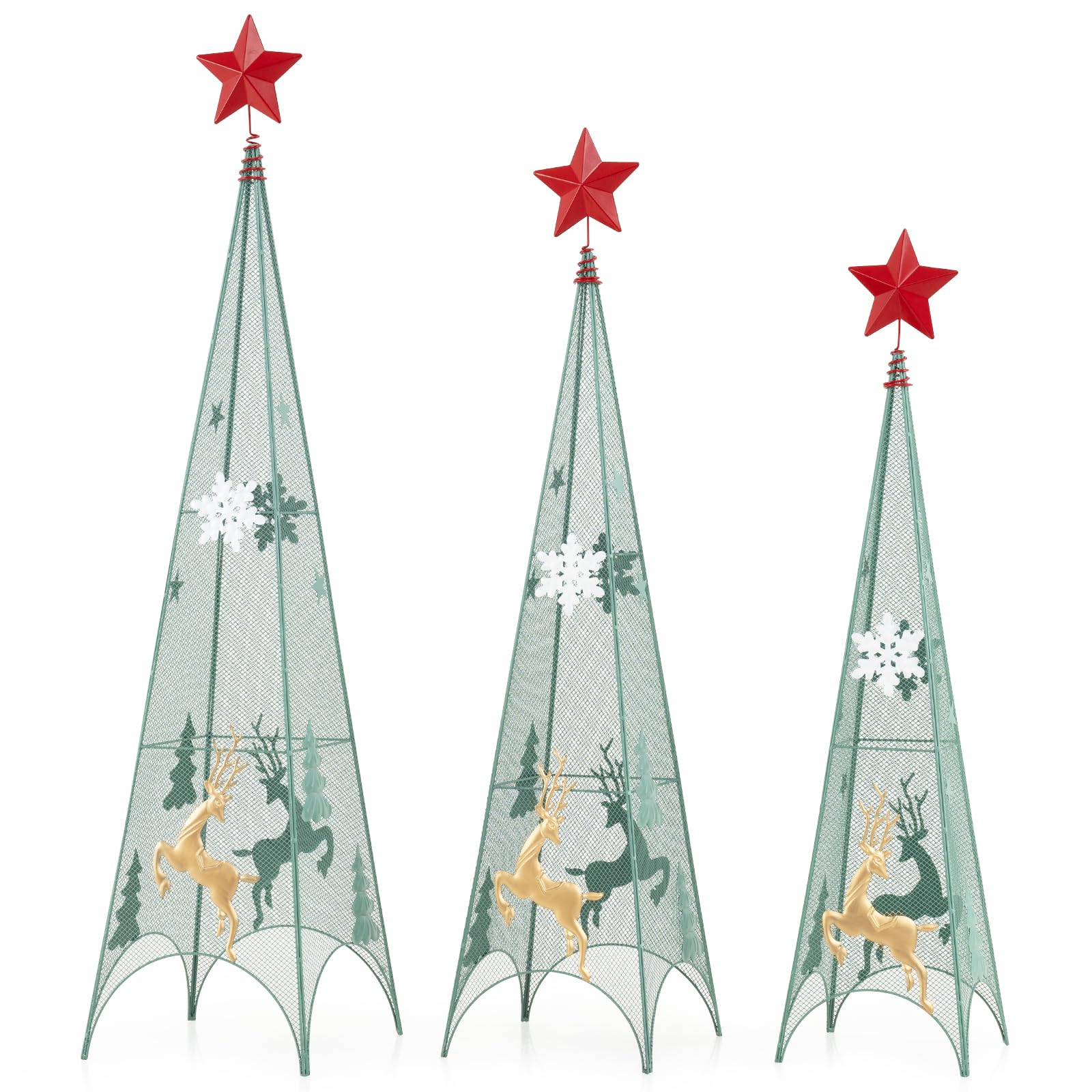 Amazon.com: Tangkula 3 Sizes Tower Shaped Christmas Tree Decorations ...