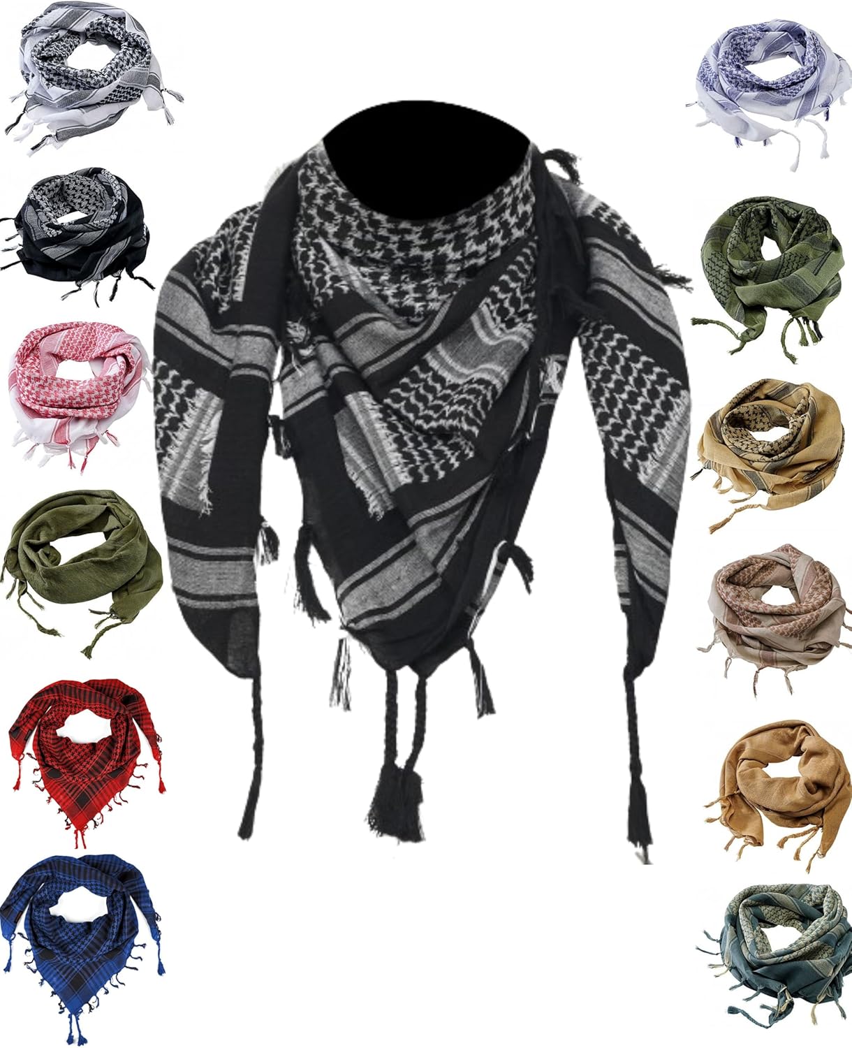 THE ART BOX 100% Cotton Scarf Military Shemagh Tactical Desert Keffiyeh ...