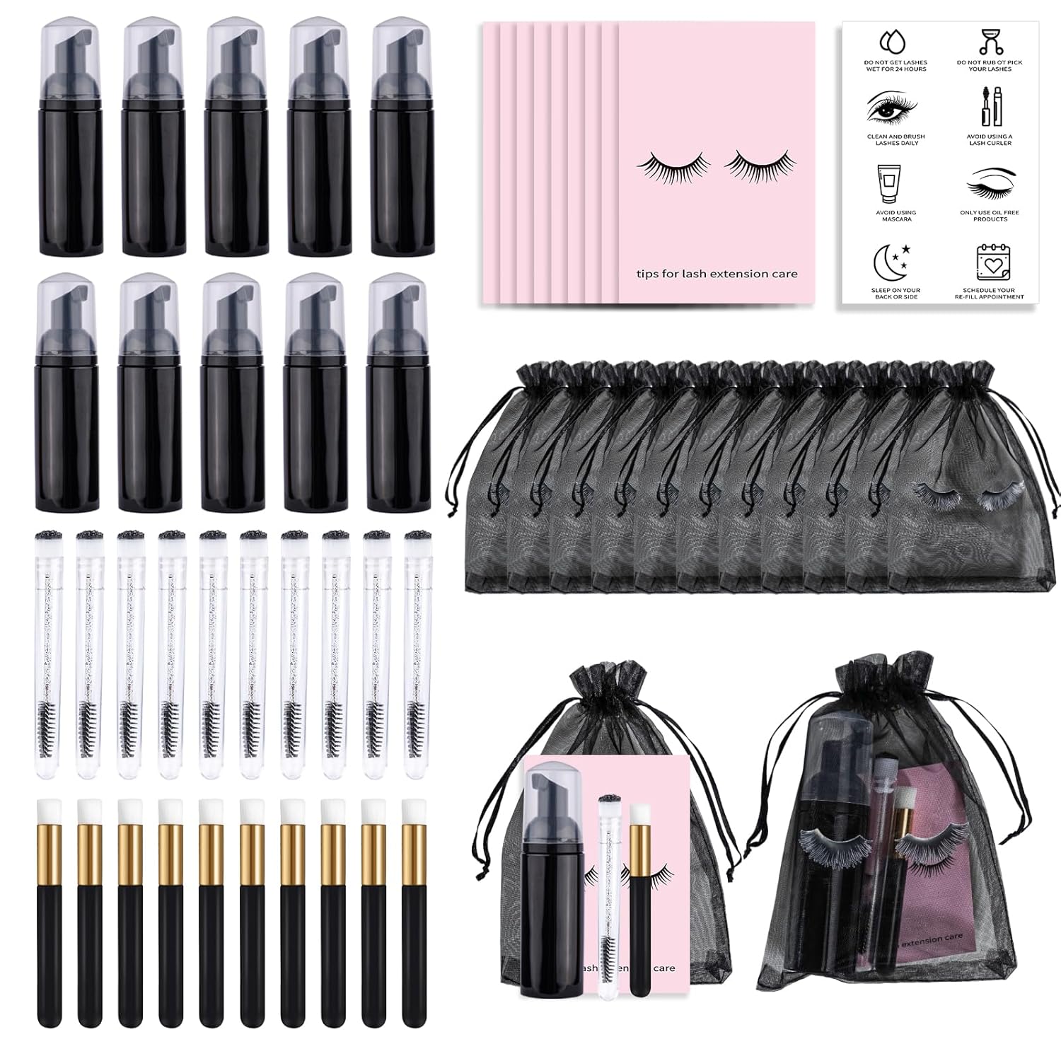 Amazon.com: 50PCS Lash Shampoo Bottles Brushes Set, Empty Lash Shampoo ...