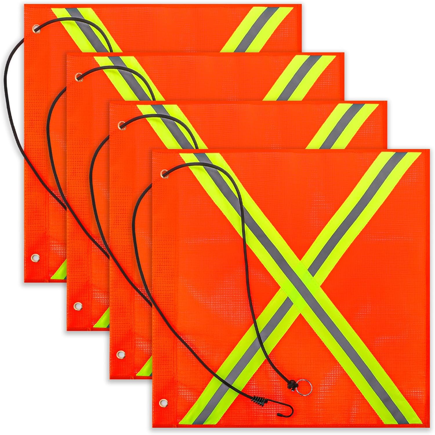DEAYOU 4 Pack 18" x 18" Safety Flag for Truck, Mesh Weather Proof ...