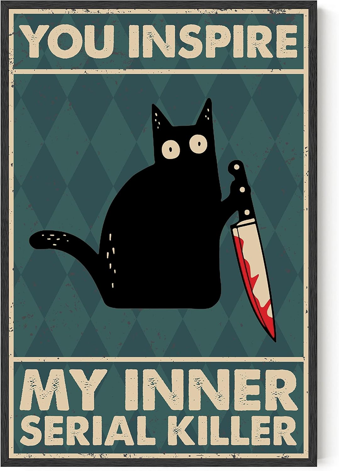 Amazon.com: You Inspire My Inner Serial Killer Horror Cat Wall Art ...