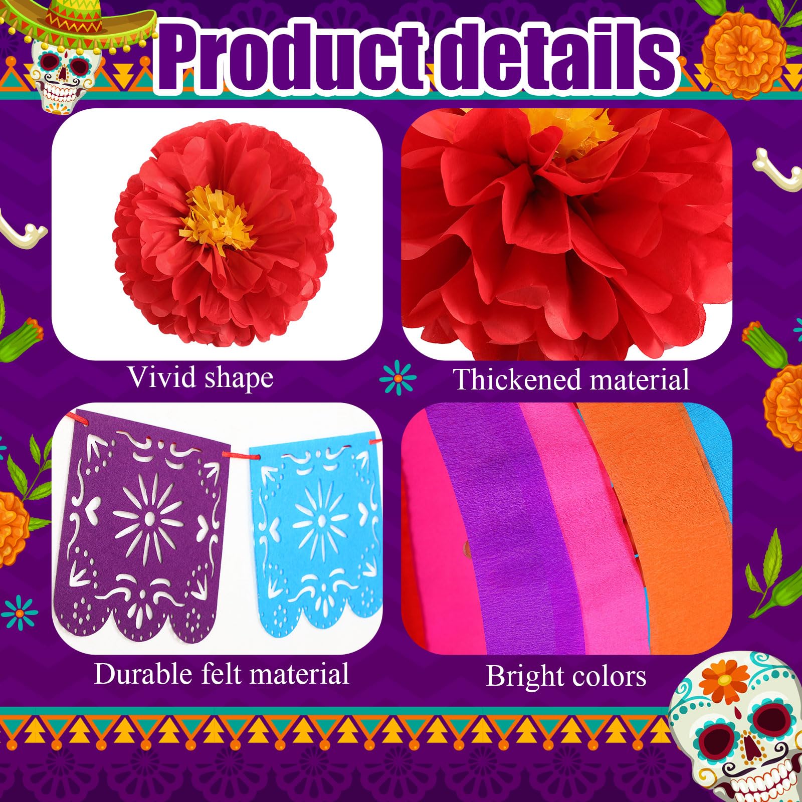Snapklik.com : TaoBary 16 Pcs Mexican Paper Flowers Mexican Party ...