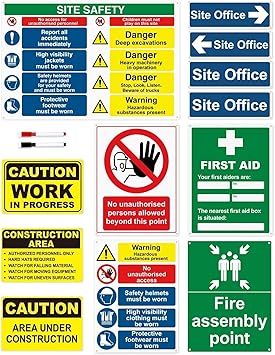 Construction Site Safety Signs - 14 Pack - Durable PVC Rigid Plastic ...