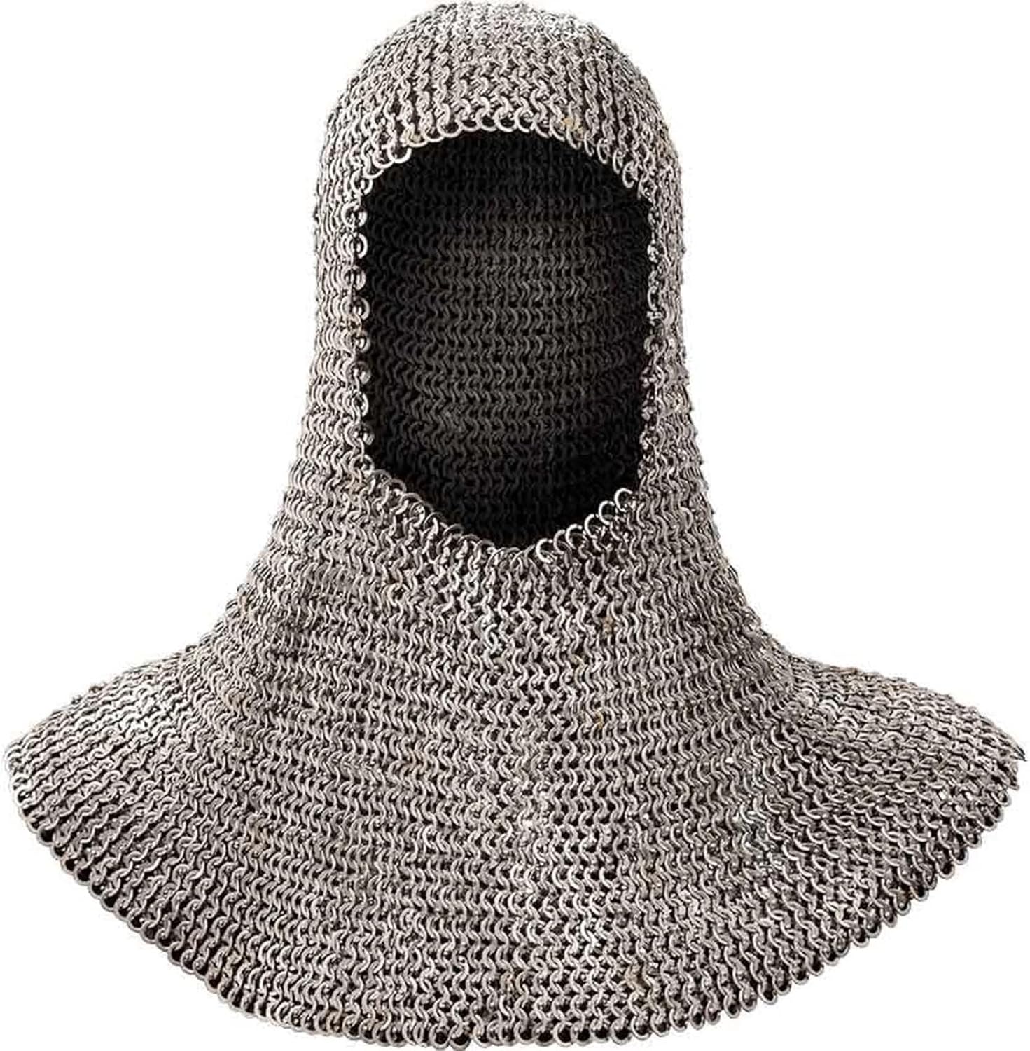 Amazon.com: TROZ Medieval Mild Steels Iron Chainmail coif 9 mm Flat ...