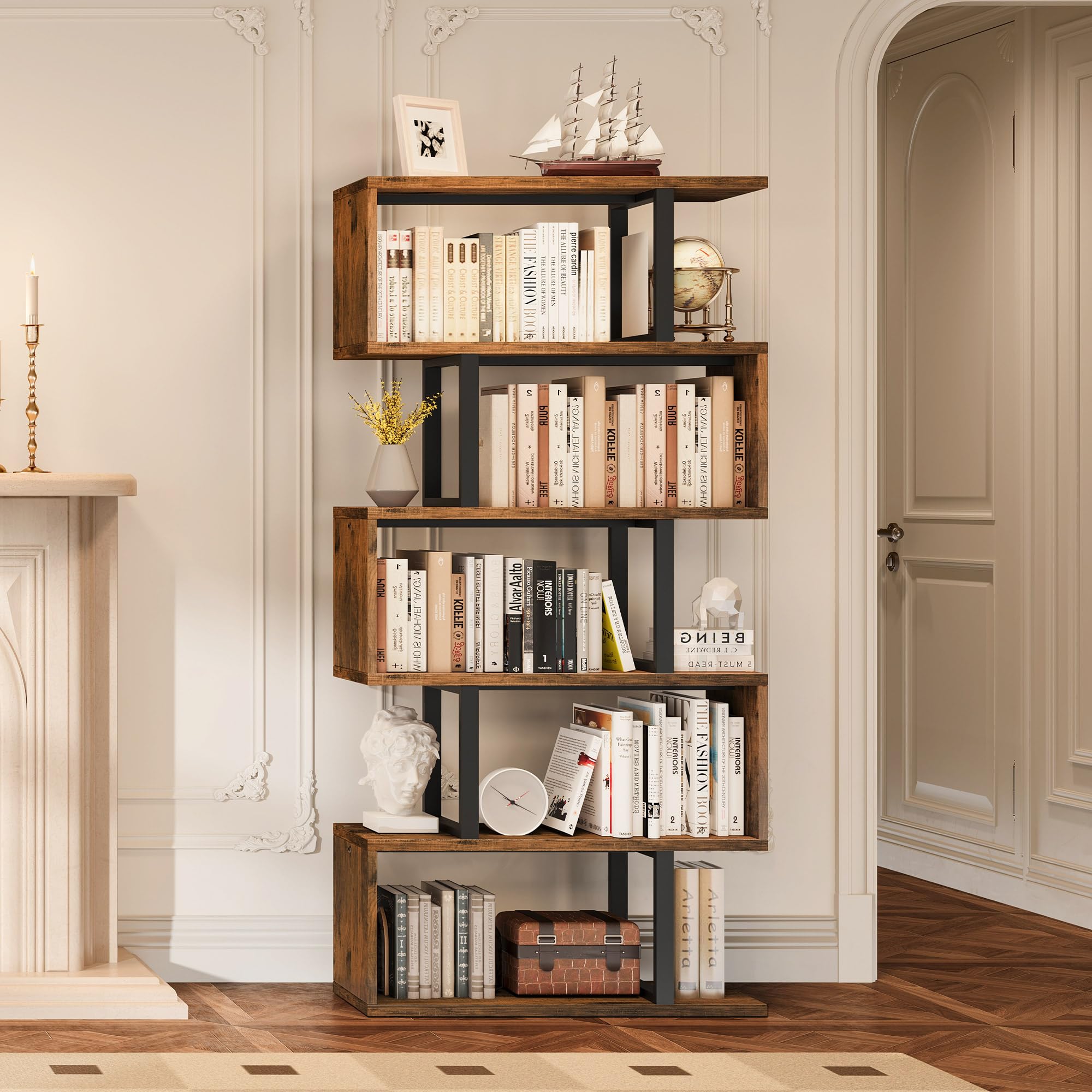 Snapklik.com : YITAHOME Tall Bookshelf Industrial Book Shelf 6 Tier ...