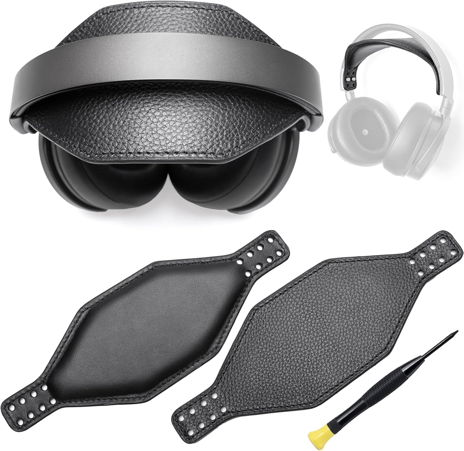 Amazon.com: Voarmaks Super Wide Hexagon Genuine Leather Headband Strap ...