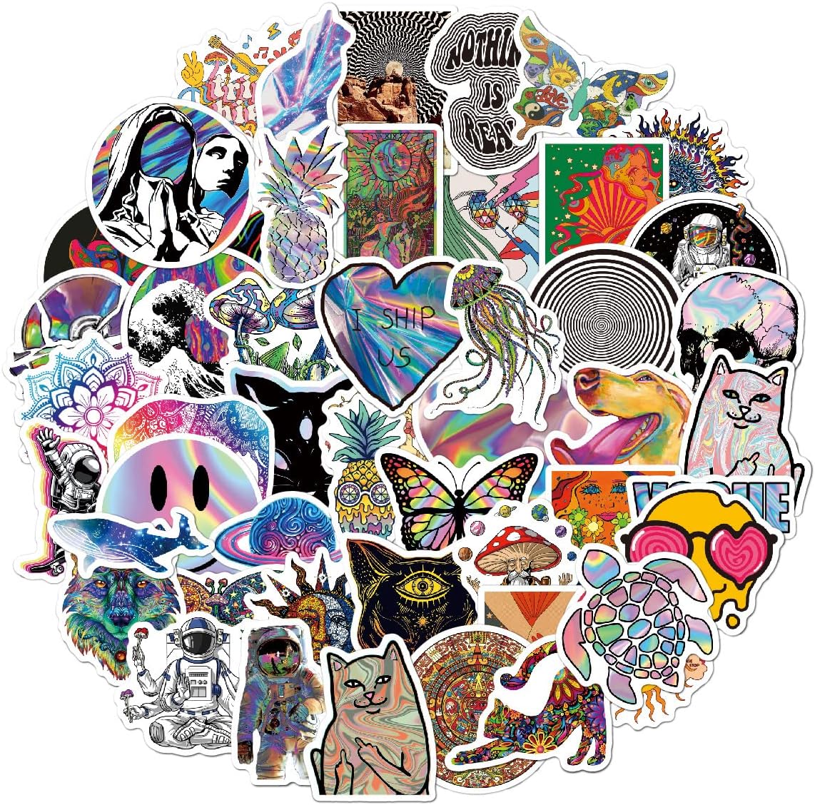 Amazon.com: 50 Dreamy Stickers Holographic Psychedelic Aesthetic ...