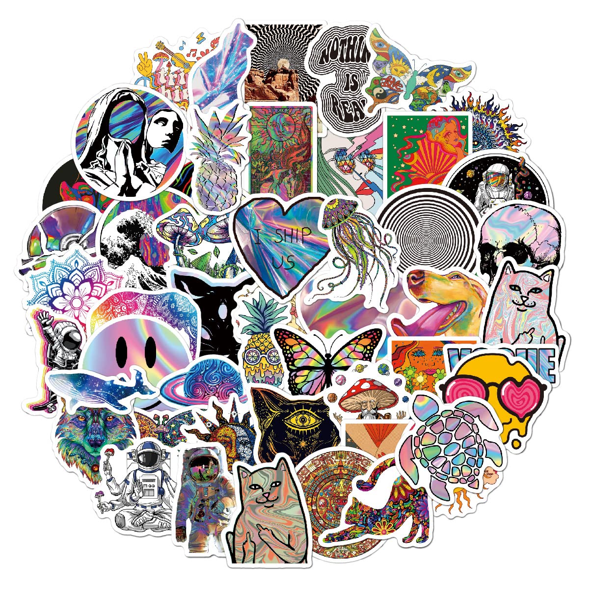 Amazon.com: 50 Dreamy Stickers Holographic Psychedelic Aesthetic ...