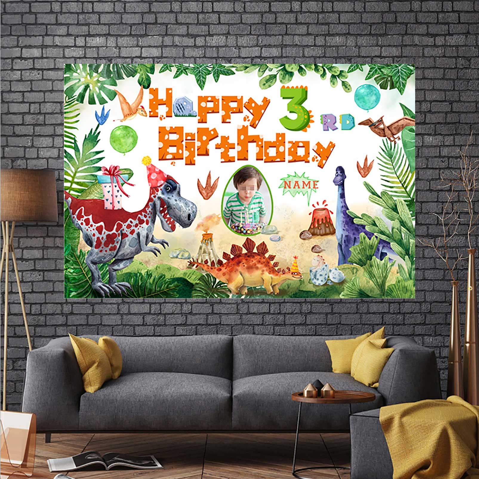 Snapklik.com : Custom Dinosaur Theme 3rd Birthday Decorations Banner