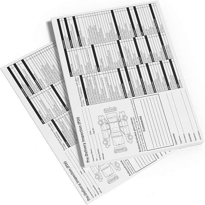 Vehicle Pre Sales/Delivery Inspection PDI Form NCR Pad - A4 2pt ...