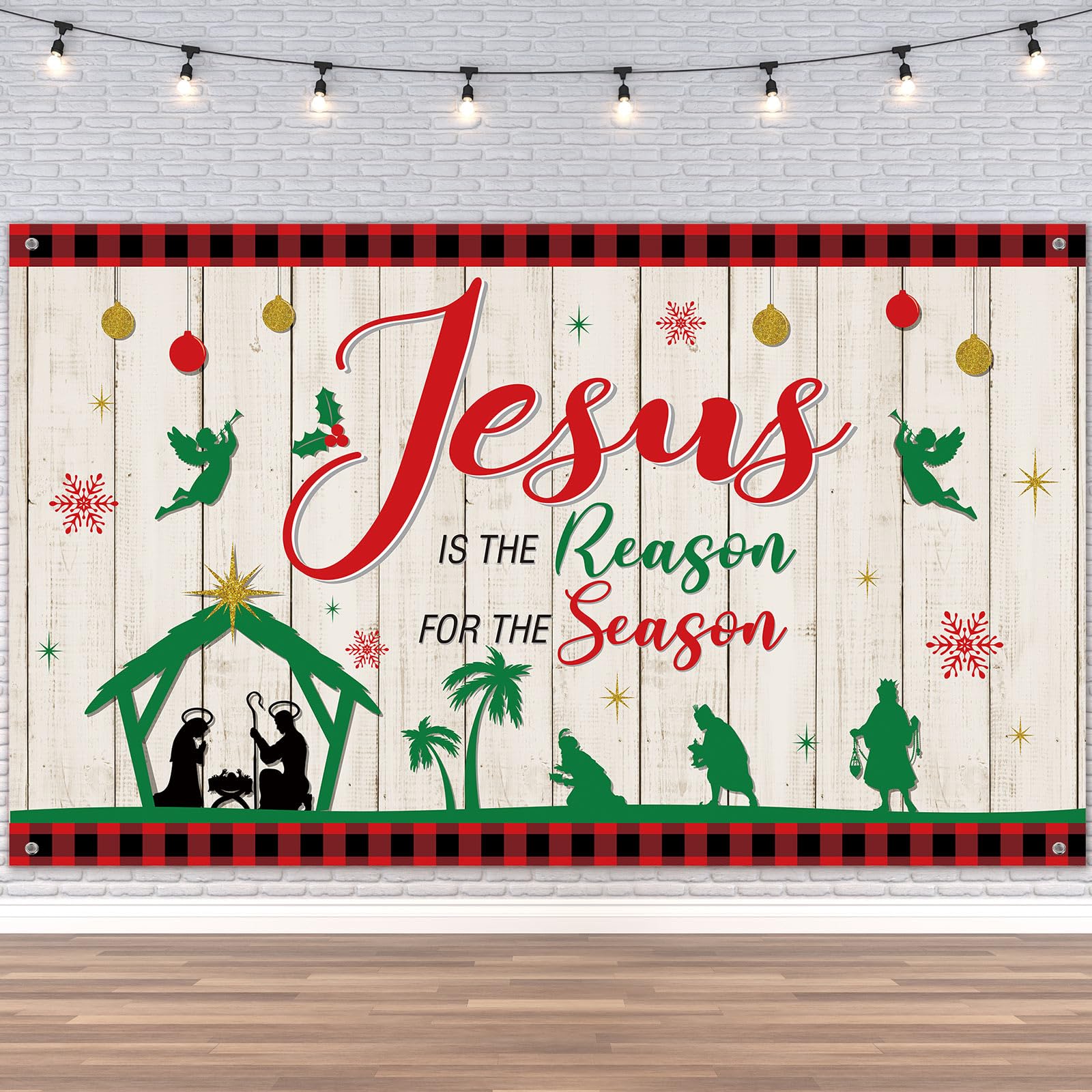 Amazon.com: Tiamon Christmas Religious Backdrop Decoration, Jesus is ...