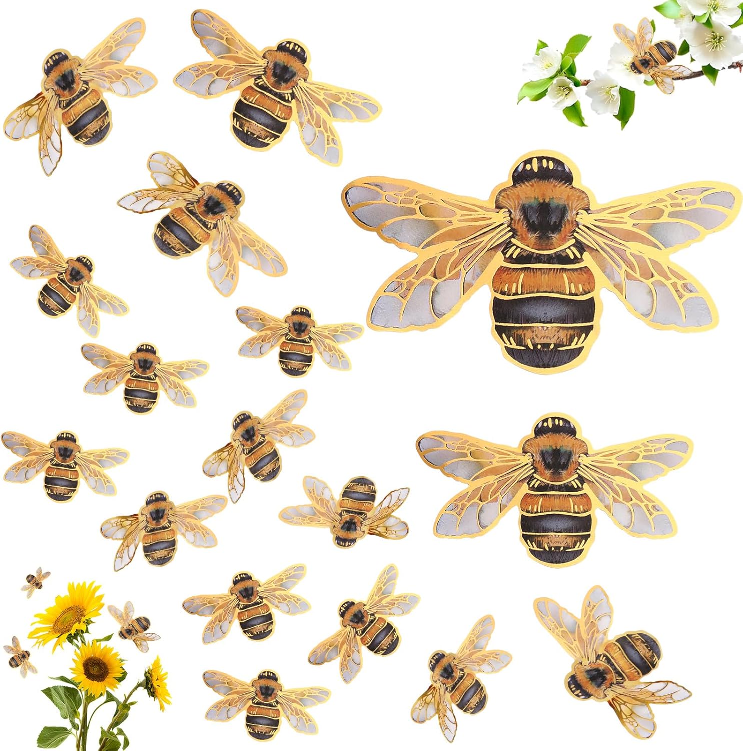 Amazon.com: 24PCS Bee Wall Stickers,Double Layer Honey Bee Decals,2 ...