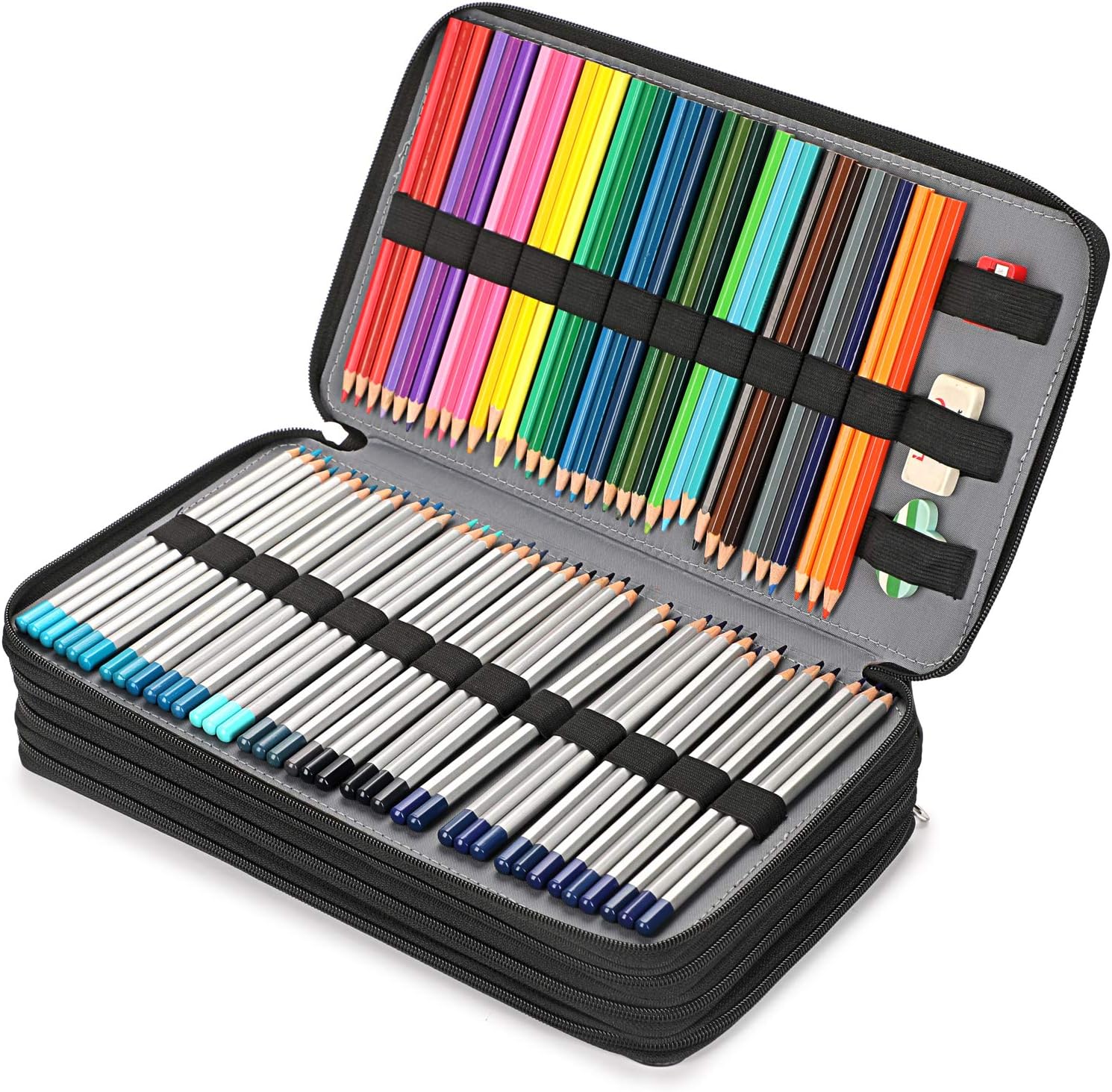 BSTKEY PU Pencil Case Students Pen Wrap for Colored Pencils - Large ...