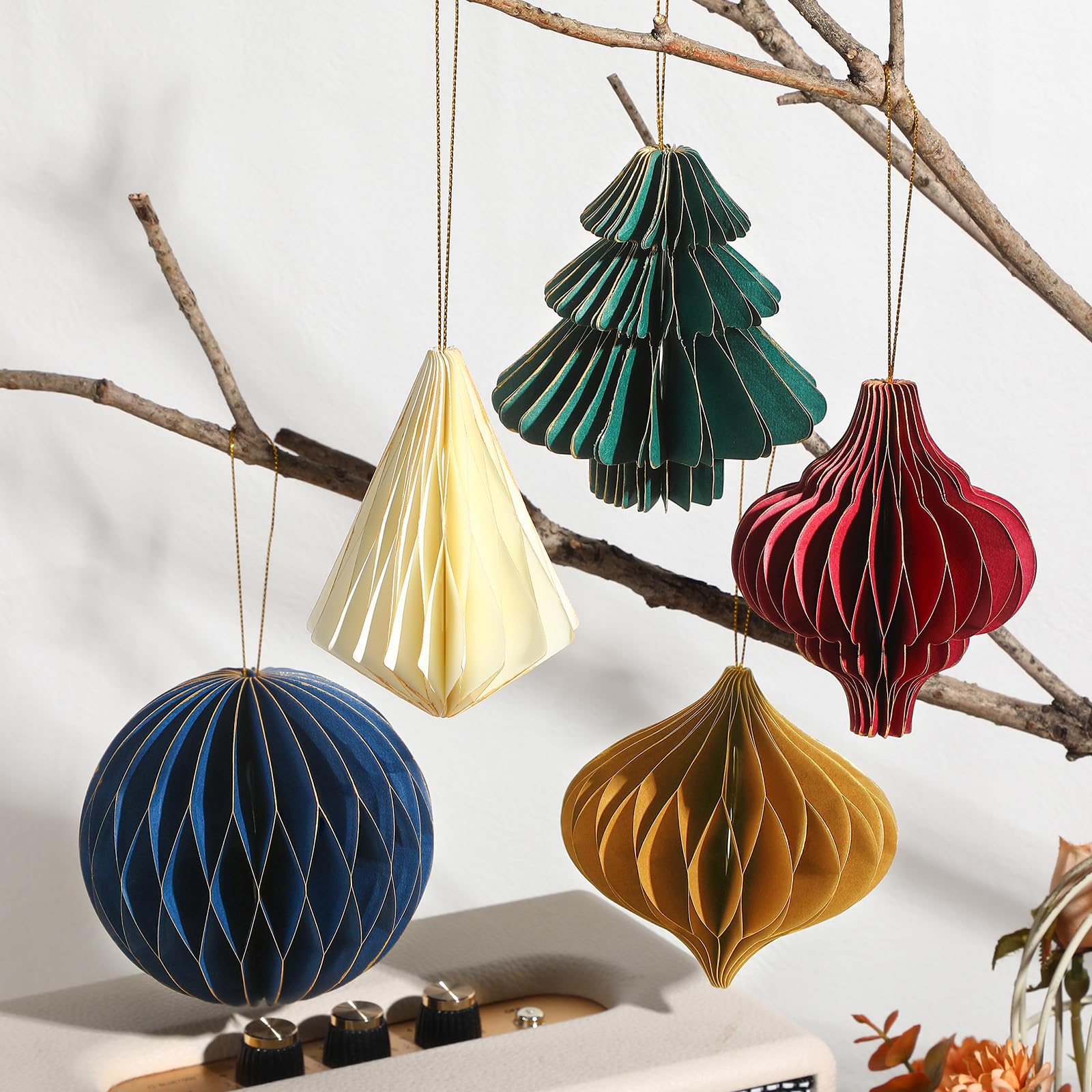 Amazon.com: 20 Pcs Christmas Honeycomb Ornaments 3D Mini Glitter Edge ...