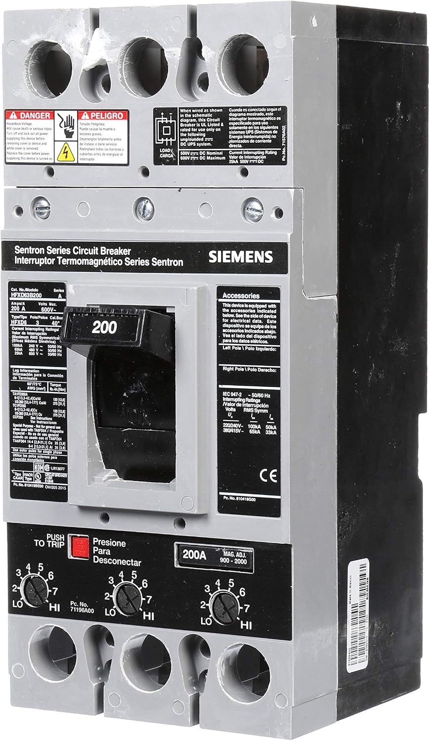 SIEMENS HFXD63B200 N 200A 600V 3P NEW - Amazon.com