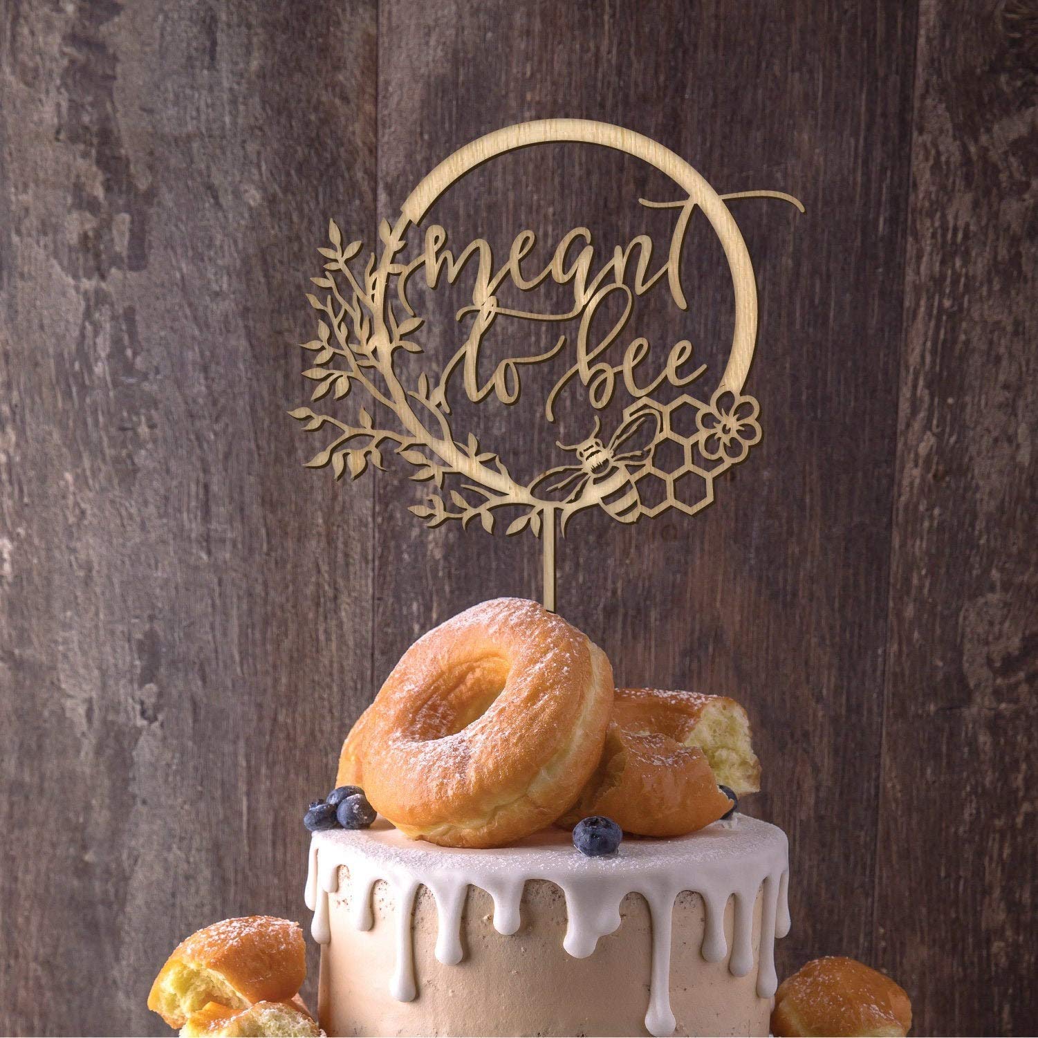Buy Meant to Bee Wreath Wedding Cake Topper Bee Event Decor Rustic Cake ...