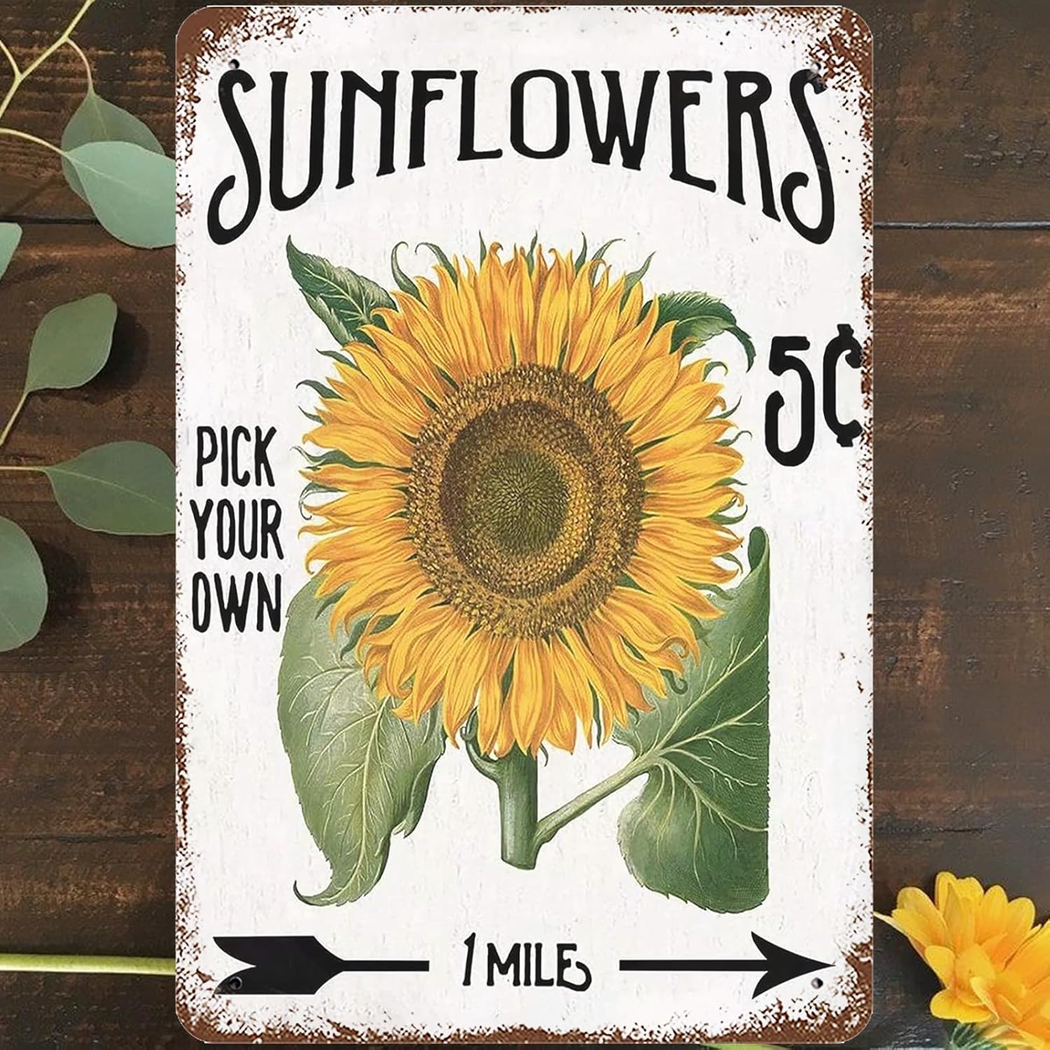 Amazon.com: Vintage Metal Tin Sign 8"x12", Rustic Sunflower Wall Art ...