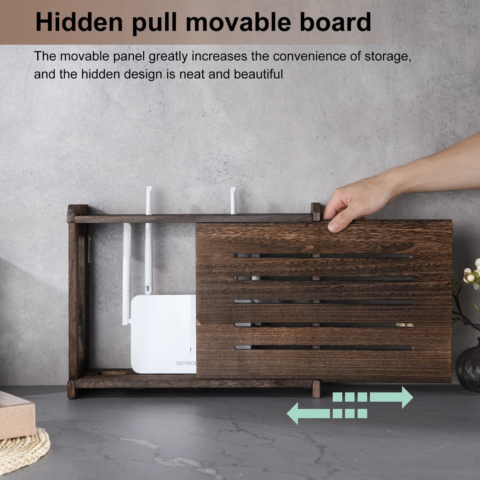 Wifi Box Wifi Hider Wooden WiFi - Desktop Storage With Cable Management ...
