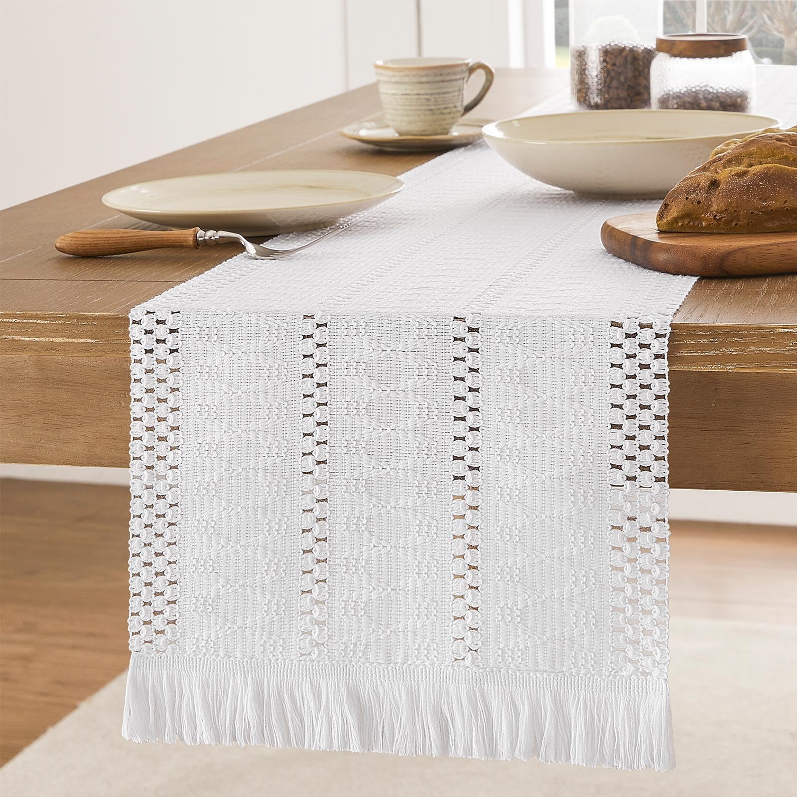 Amazon.com: FEXIA Boho Macrame Table Runner with Tassels 36 Inches Long ...