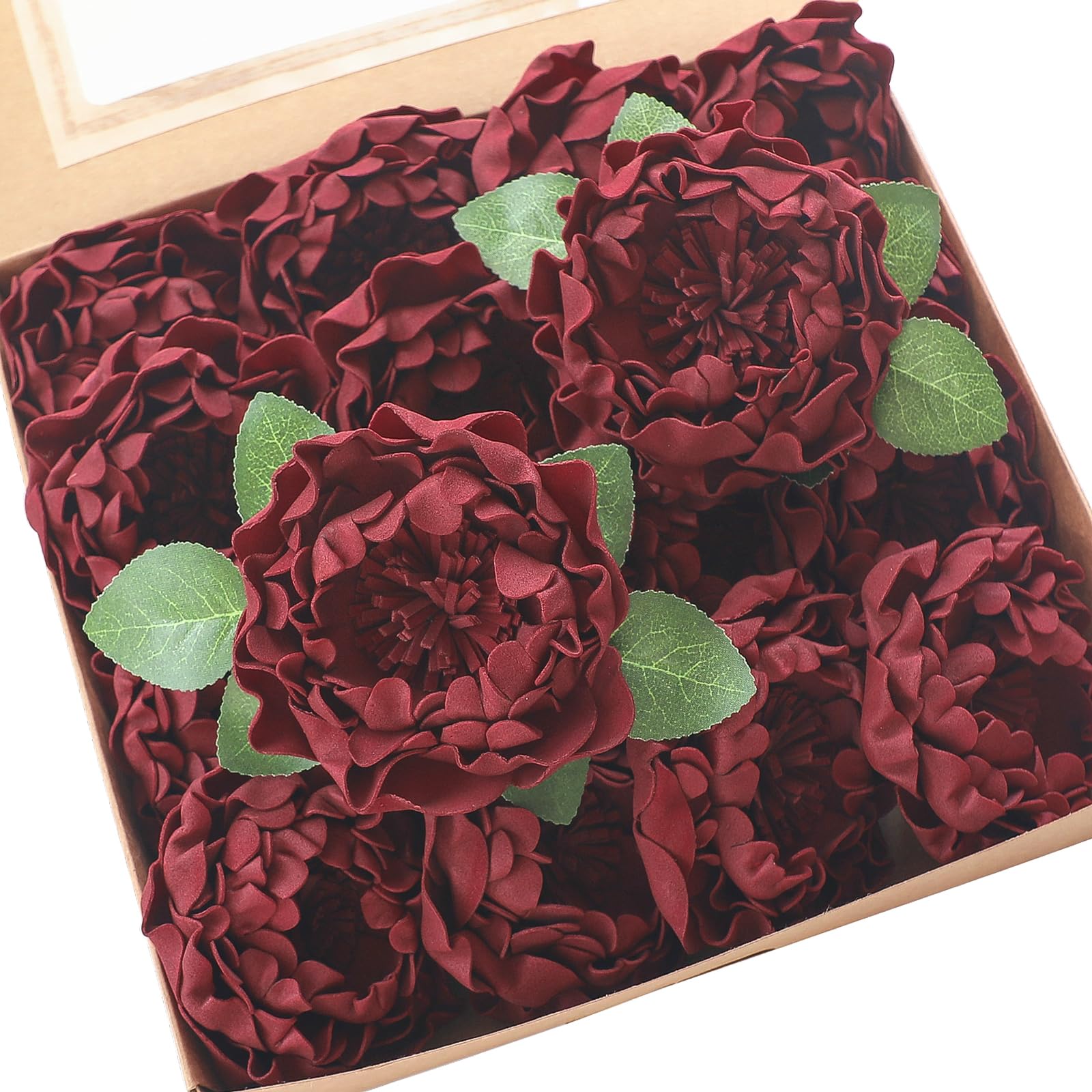 Amazon.com: Floroom Artificial Flowers 16pcs 4" Burgundy Blooming ...