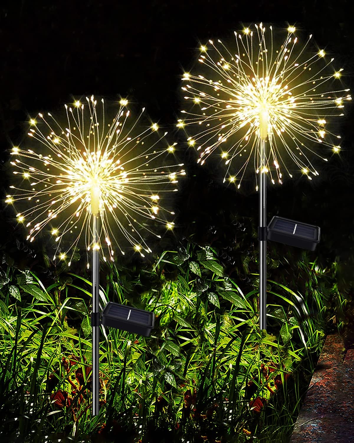 Amazon.com: Redefun Solar Garden Lights 2 Pack 120 LED Solar Firefly ...