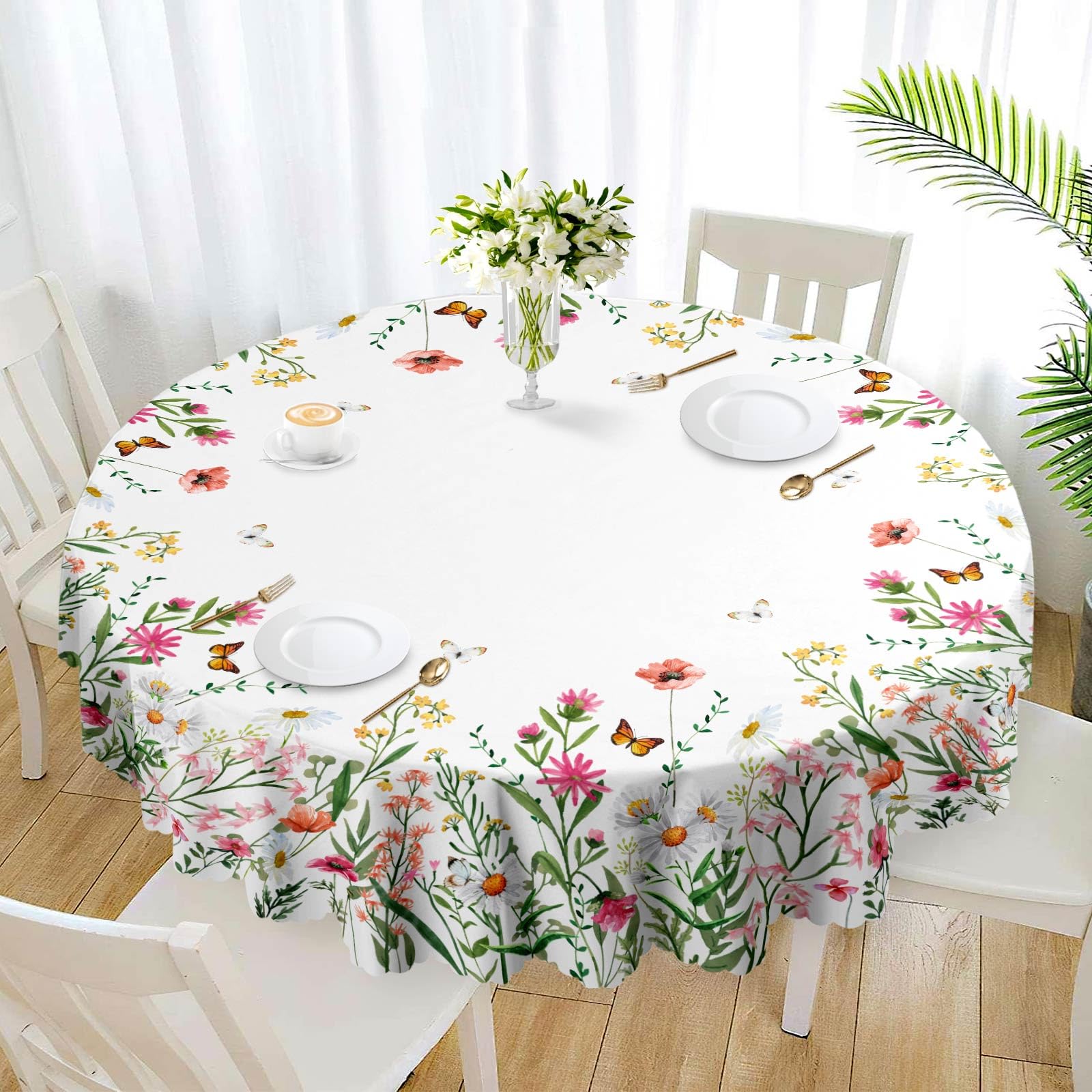Amazon.com: Eikione Round Tablecloth 60 Inch Water Resistant Table ...