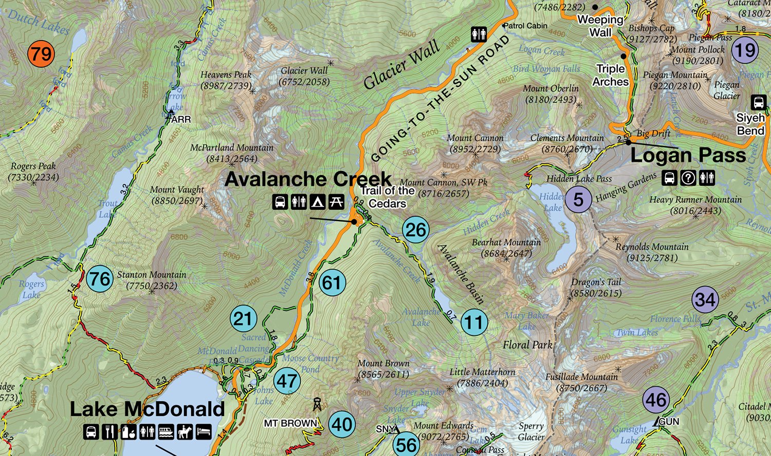Snapklik.com : Day Hikes Of Glacier National Park Map Guide
