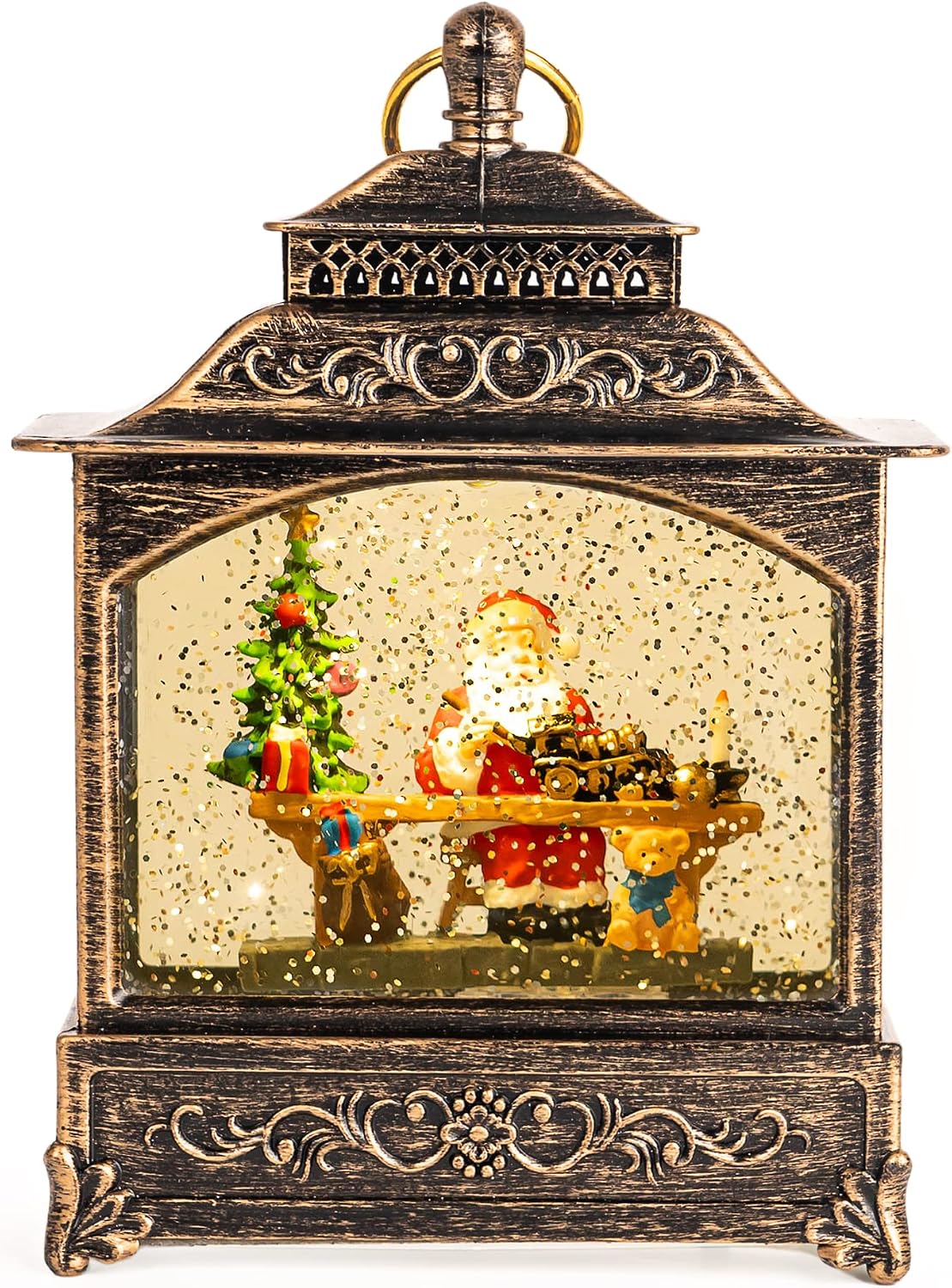 Amazon.com: ECOMERR Musical Christmas Santa Snow Globe Lantern - 3 AA ...