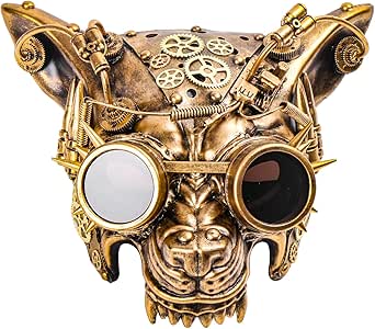 Amazon.com: ILOVEMASKS Gold Steampunk Werewolves Wolf Costume ...