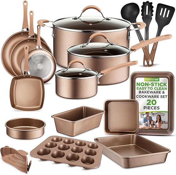 Amazon.com: Nutrichef 20 Piece Professional Home Kitchen Cookware and ...