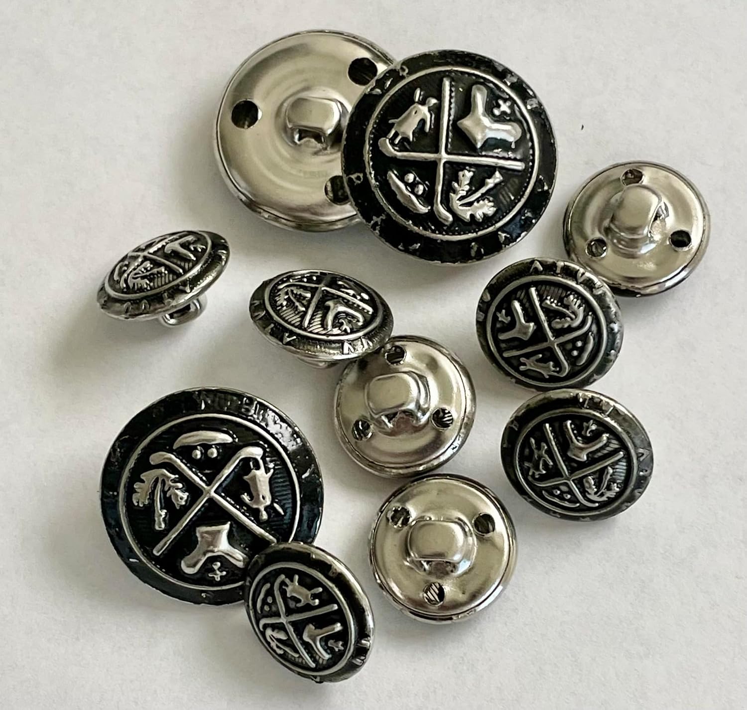 Amazon.com: MisterShop® Brand, Black/Silver Metal Blazer Buttons- Made ...