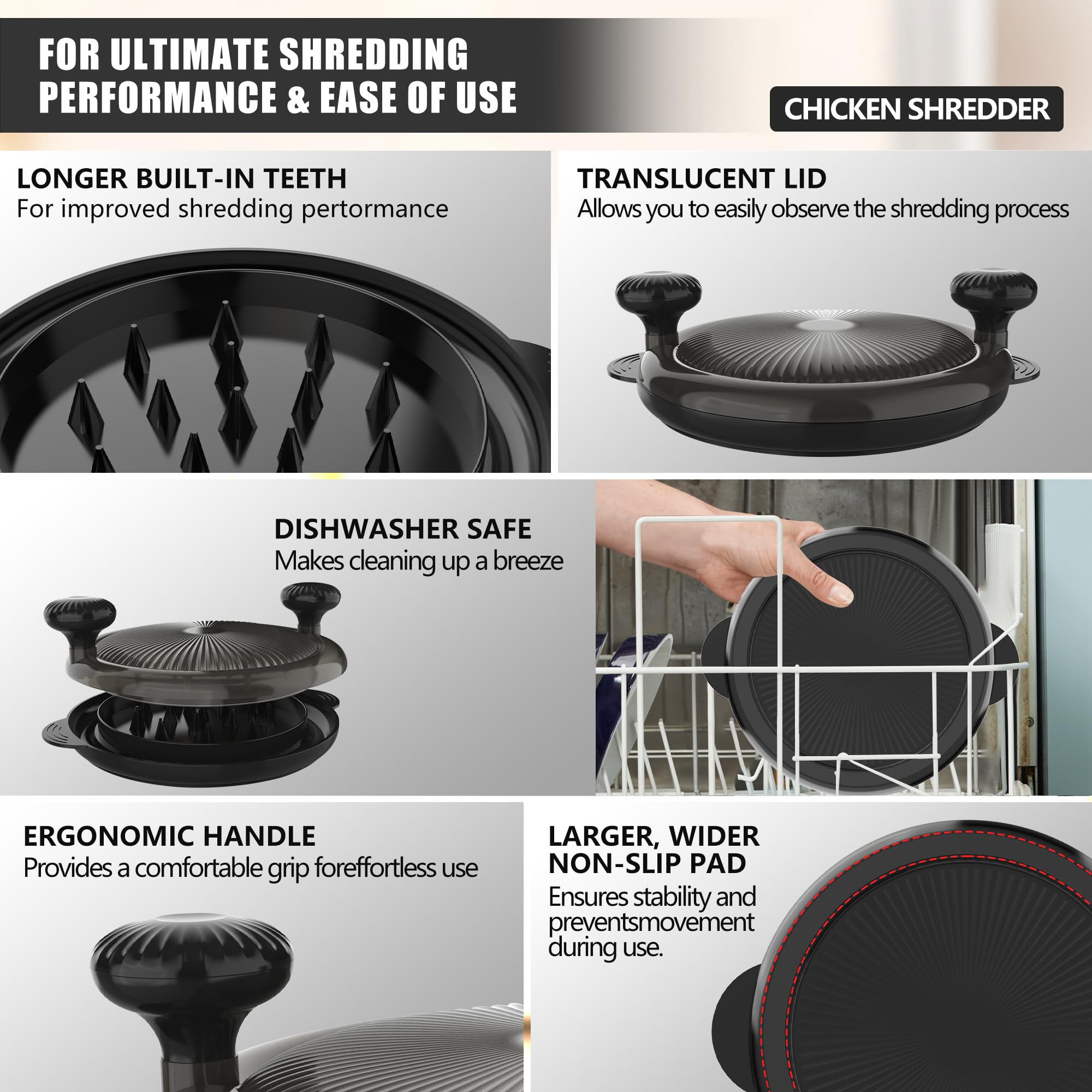 Snapklik.com : 2025 Pro Chicken Shredder 10.8 Inch, Chicken Breast ...
