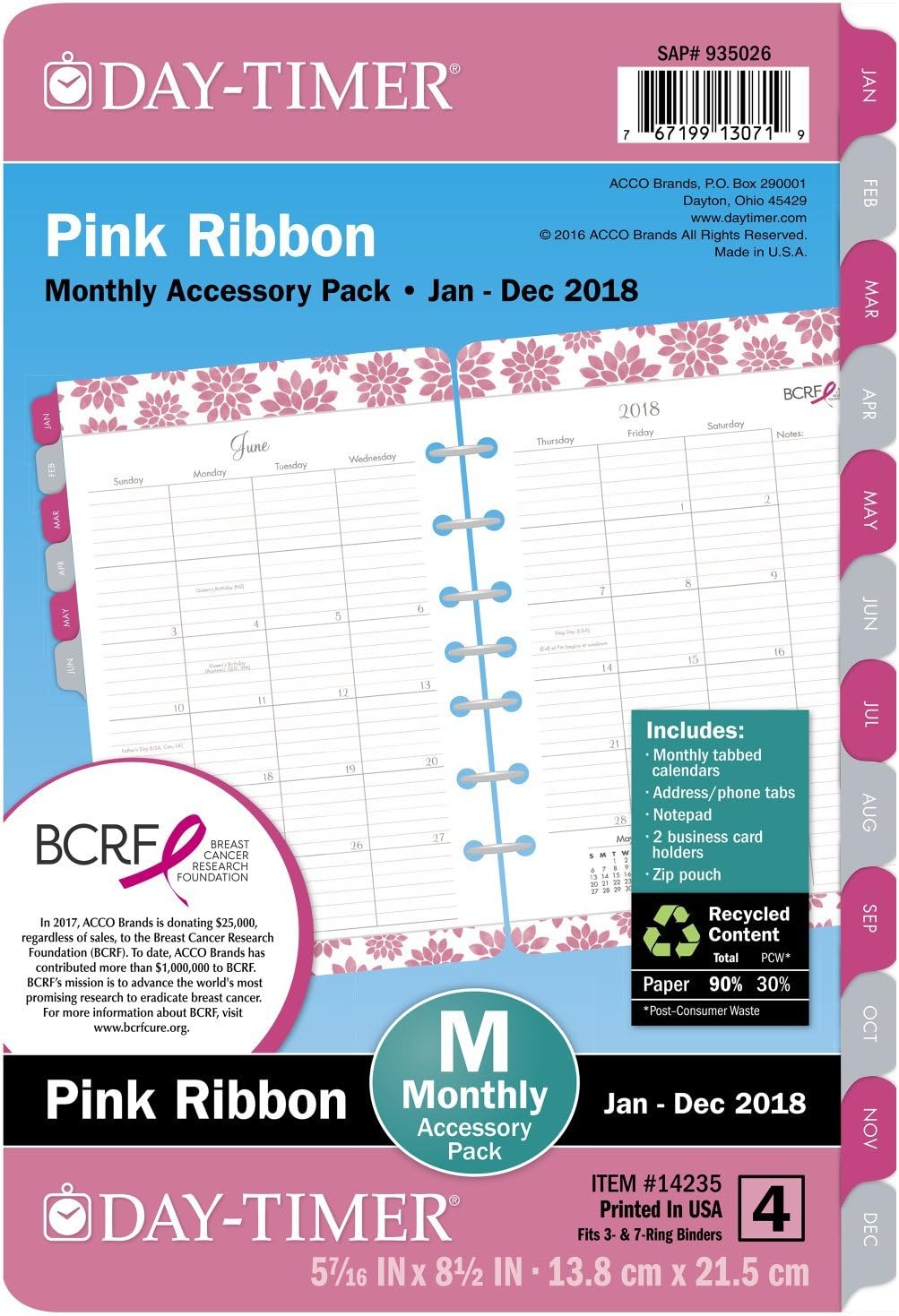 Amazon.com : Day-Timer Accessories Pack, January 2018 - December 2018 ...