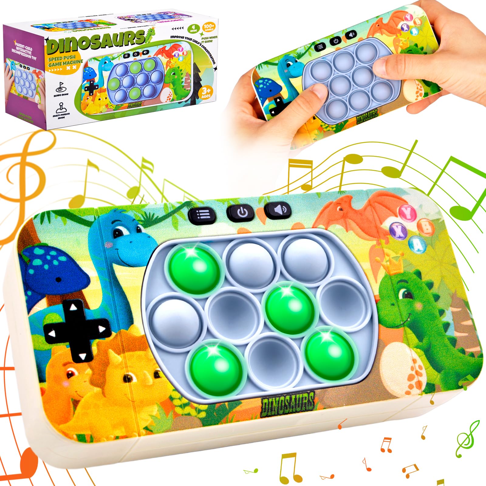 Vibbang Pop It Game Light up Pop Fidget Toy, Quick Push Bubbles Game ...