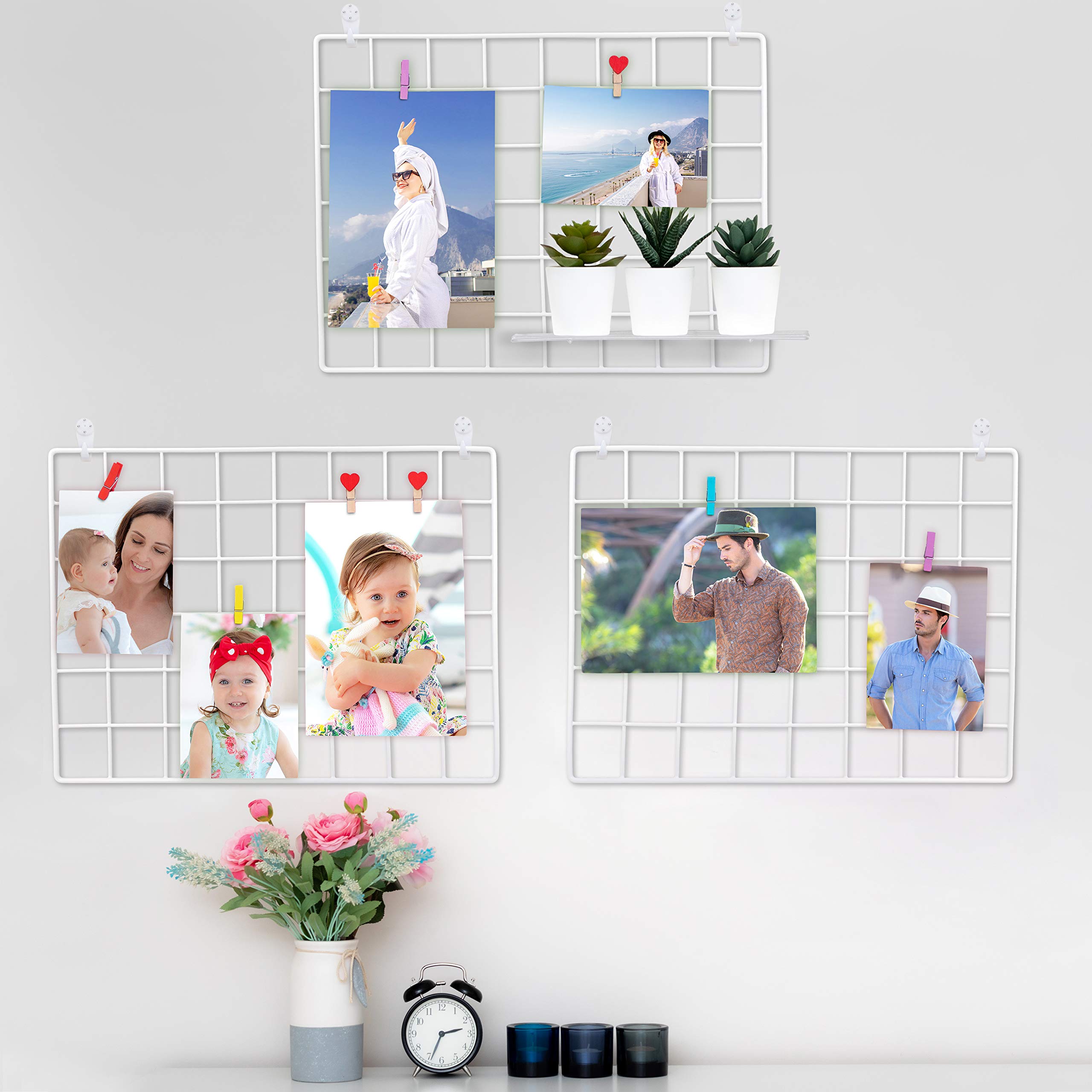 3 Pack Wire Wall Grid Panel | Photo Display Gridwall | Metal, White ...