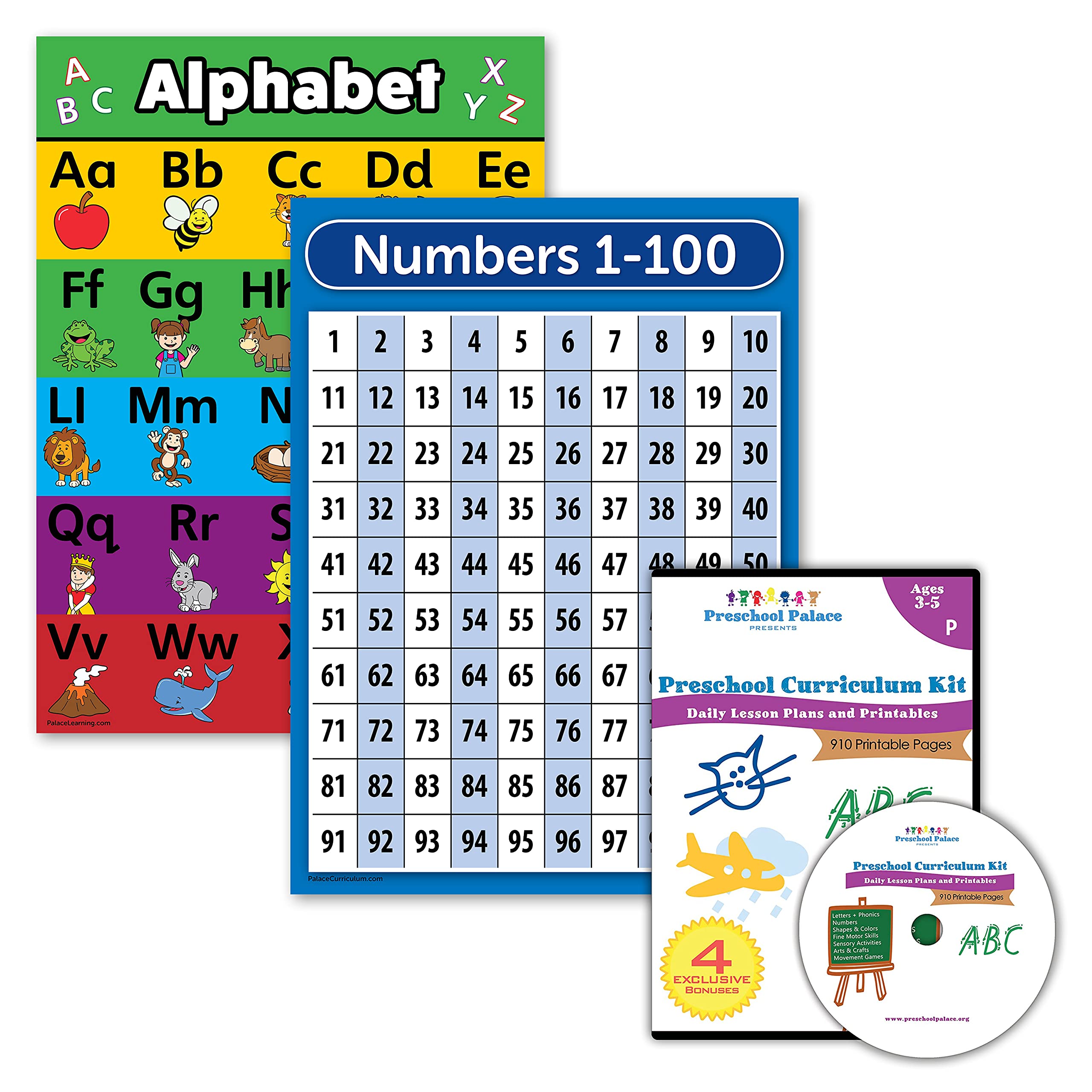 Buy 3 Pack - Preschool Curriculum Kit on CD & ABC Alphabet & Numbers 1 ...
