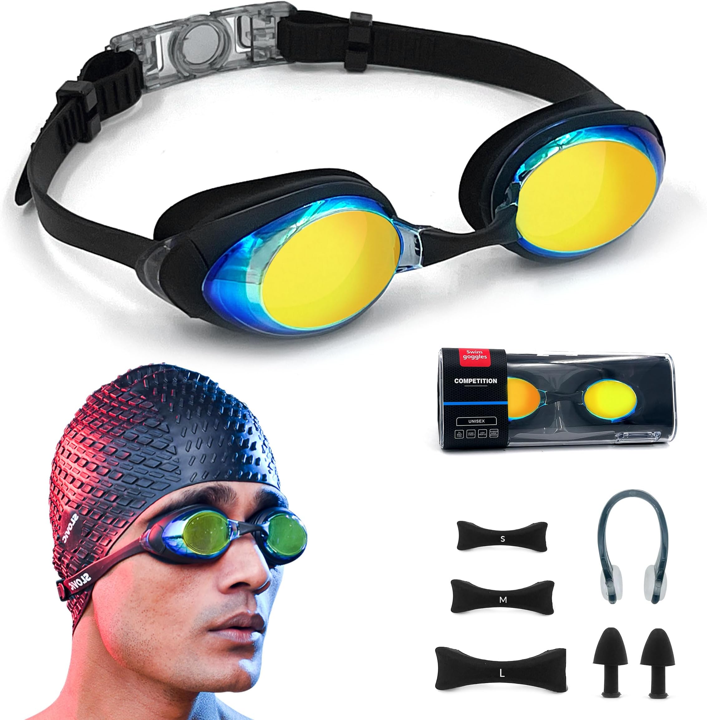 Buy Pangid Swimming Goggles UV Protection Anti-Fog for Men Women Kids ...