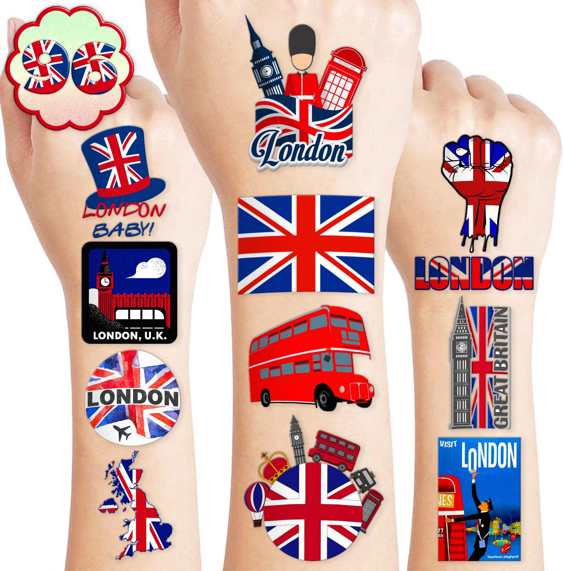 Amazon.com : British UK Temporary Tattoos - 87PCS London England Flag ...