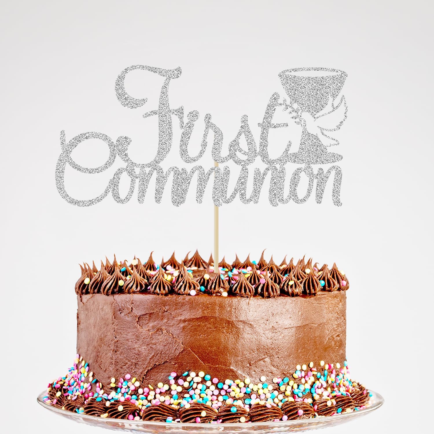 Amazon.com: Glitter First Communion Cake Topper - God Bless Cake Topper ...