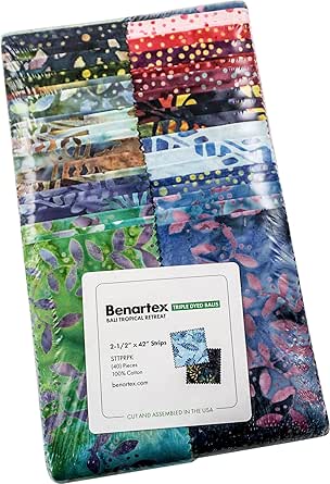 Amazon.com: Bali Batik Tropical Retreat Strip-Pies 40 2.5-inch Strips Jelly Roll Benartex