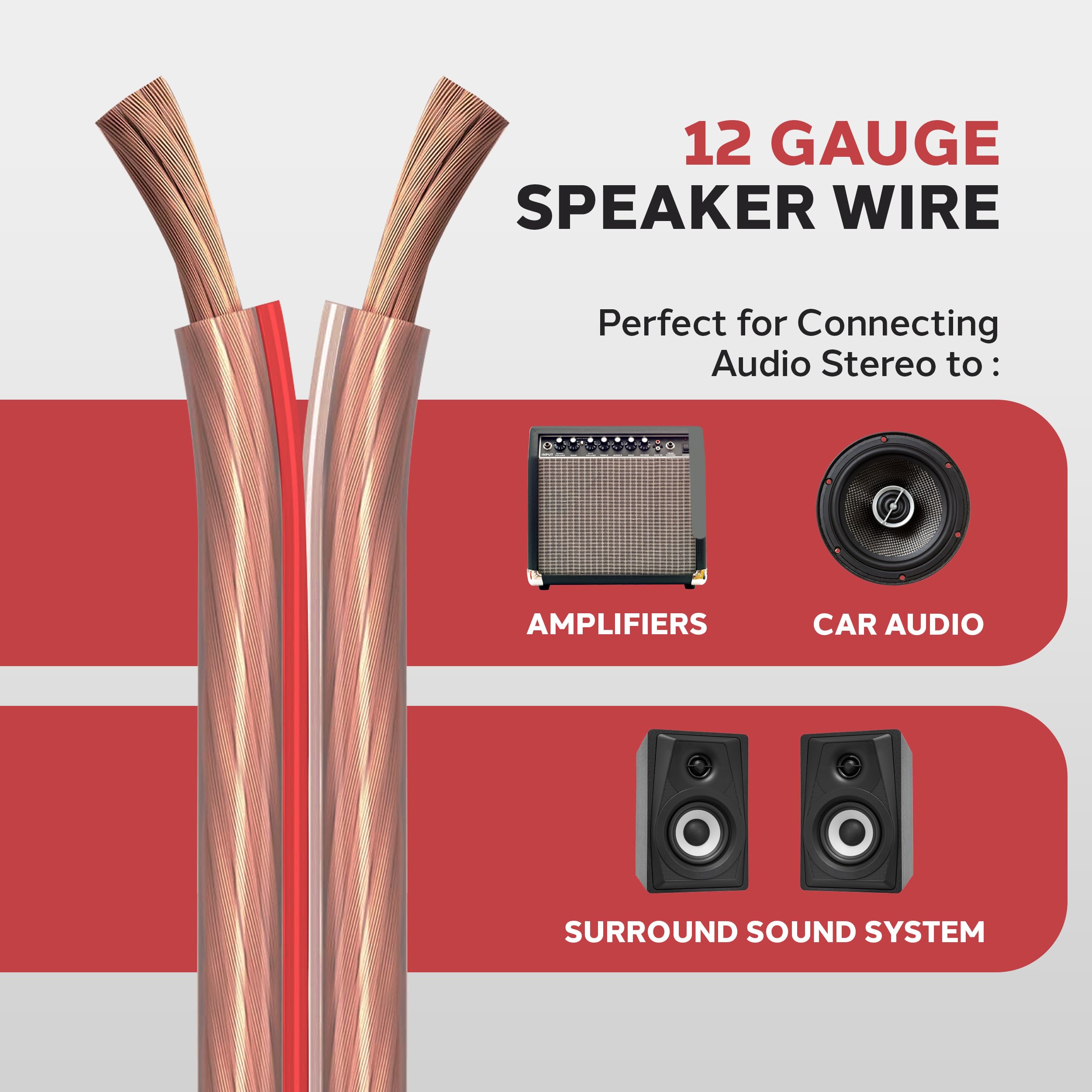 Snapklik.com : Pyle 50ft 12 Gauge Speaker Wire - Copper Cable In Spool ...