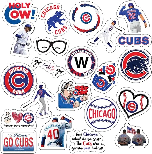 Amazon.com: 35pcs Cubs Stickers Chicago Baseball Team Vinyl Funart ...