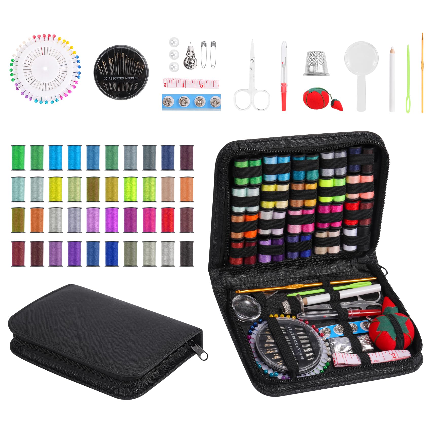 129 Pcs Sewing Kit Needle and Thread Kit Portable Travel Sewing Kit for ...