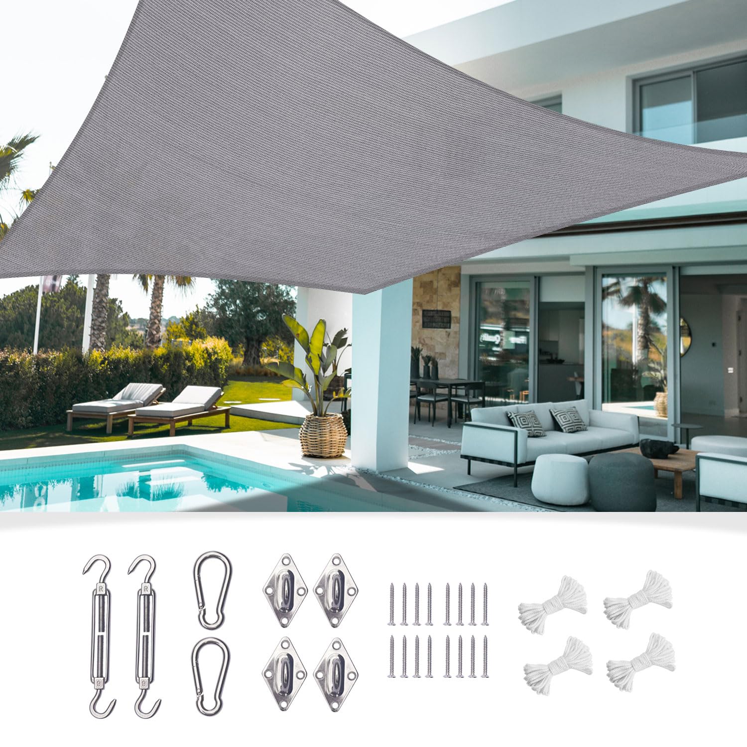 VICLLAX Sun Shade Sail 20'x26' Rectangle Outdoor Shade Cover Sunshade ...