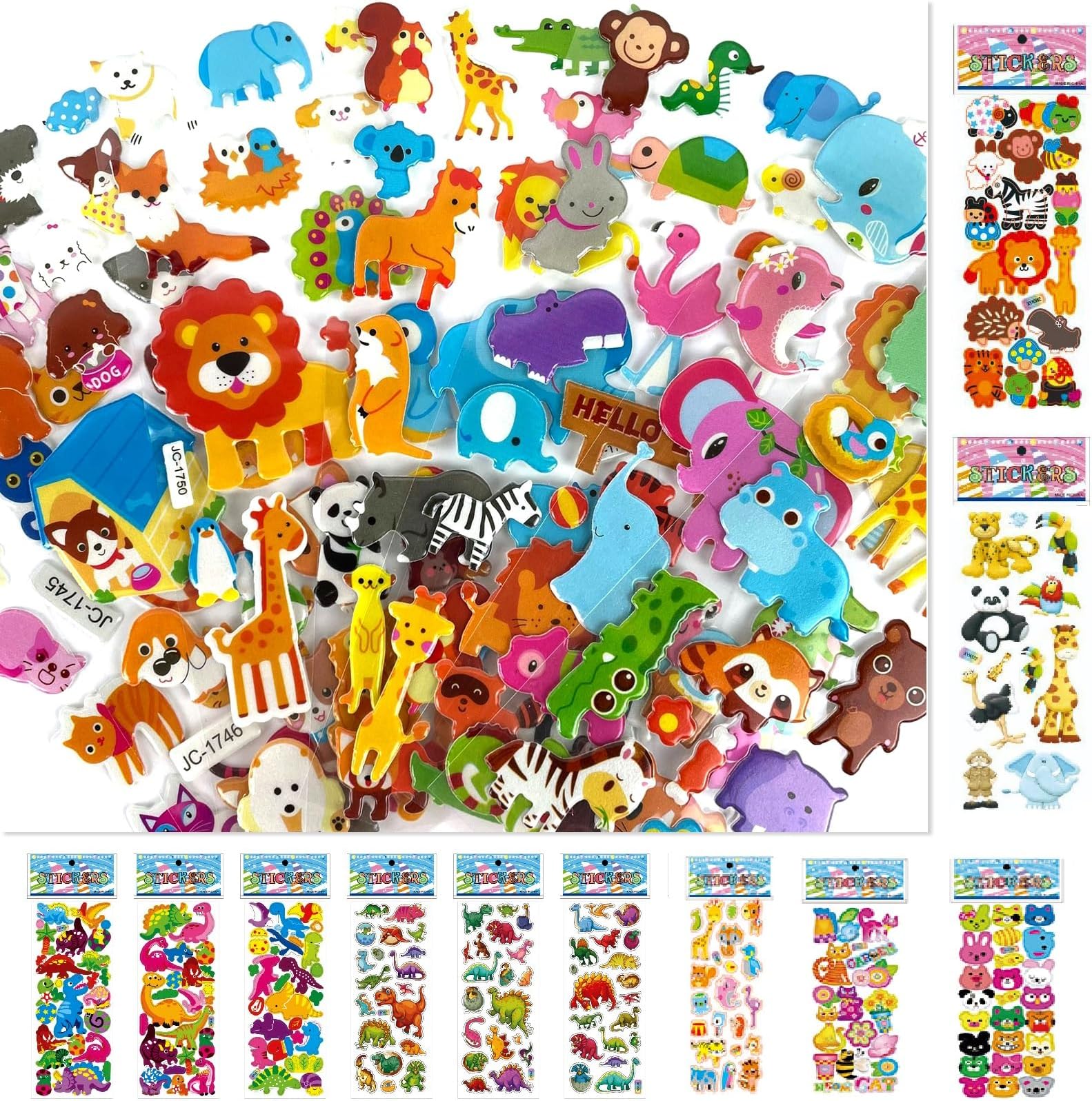 3D Aufkleber kinder sticker kinder sticker set kinder,18 Blätter 3d ...